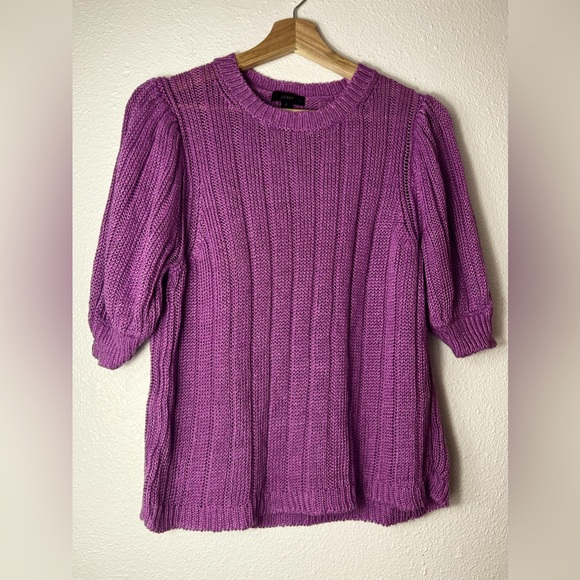 J. Crew | Sweaters | J Crew Linen Crew Neck Puff Sleeve Summer Sweater ...